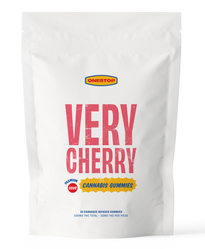 OneStop - Sour Very Cherry 500mg THC Gummies - Naked Canada